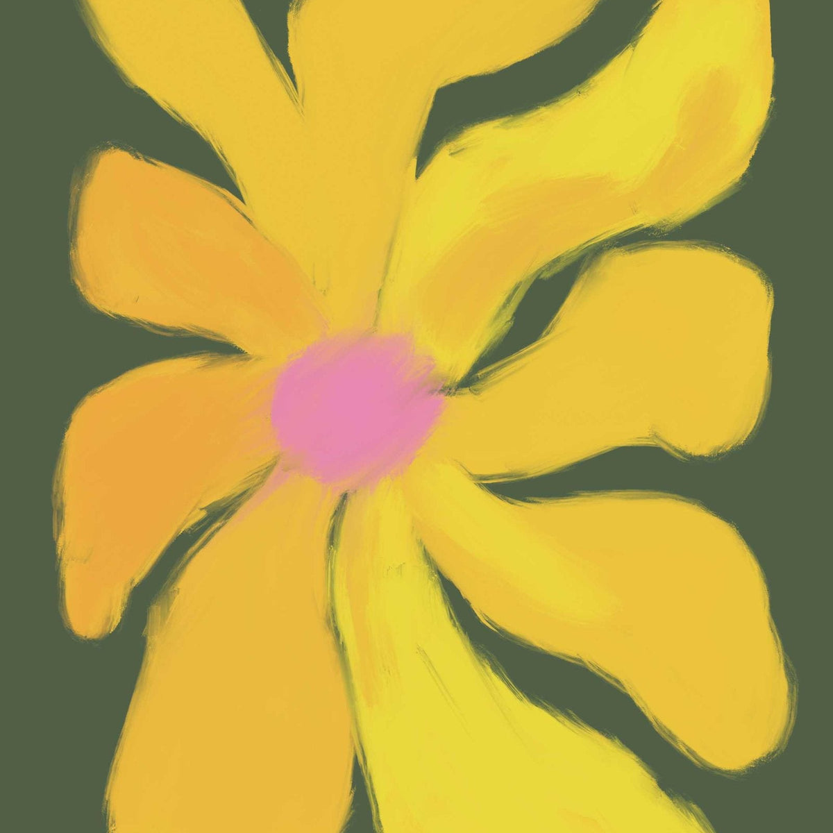 Green & Yellow Abstract Flower Art Print – Skudaboo